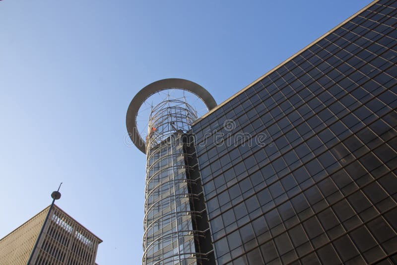Upward Closeup View of High Rise Building Stock Photo - Image of blue ...