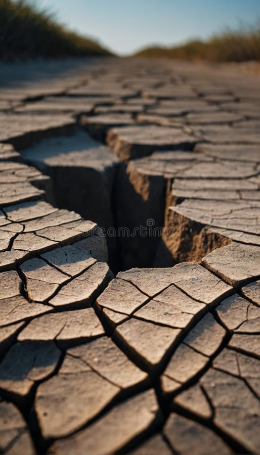 Upward Fissures on the Ground Surface Stock Image - Image of cracks ...