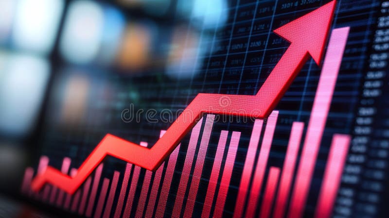 Upward Financial Trajectory Visualizing Growth with a Dynamic Red Arrow ...