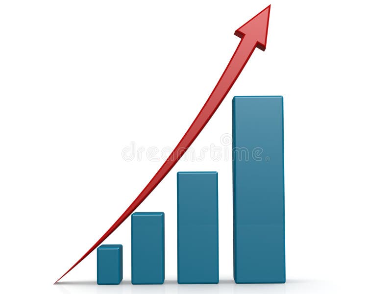 Upward graph with blue bar stock illustration. Illustration of ...