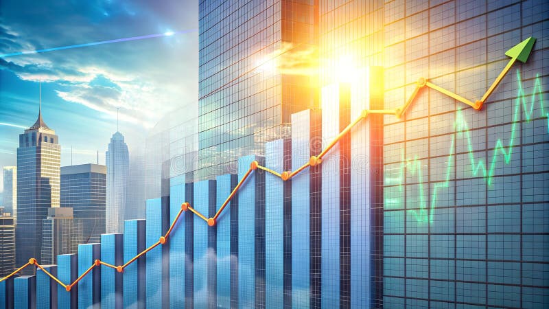 Upward Graph with Climbing Charts for Profit and Growth Stock Image ...
