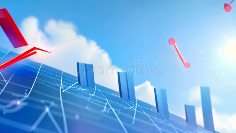 An Upward Graph, Representing Progress, Stands Against a Vibrant Blue ...