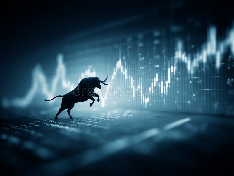 Upward Movement Chart with Jumping Bull Stock Illustration ...