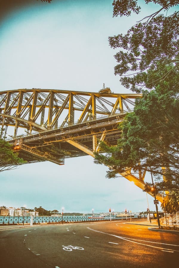 Upward Night View of Sydney Harbour Bridge, Australia Stock Photo ...
