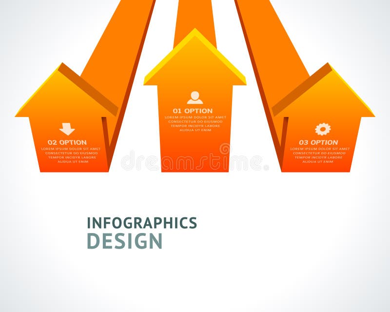 Upward Orange Gradient Angled Arrows Isometric Infographics Scheme 3d ...