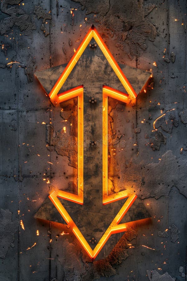 Upward pointing neon arrow stock image. Image of generated - 375509029