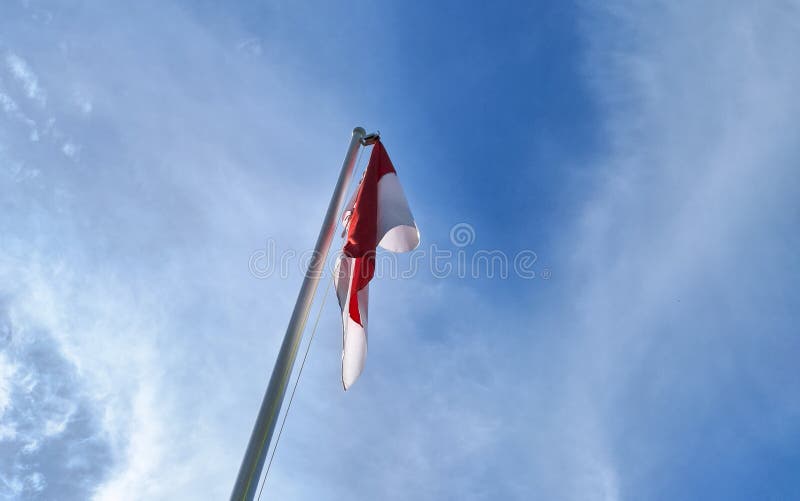 An Upward Shot of the National Flag of Indonesia Stock Photo - Image of ...