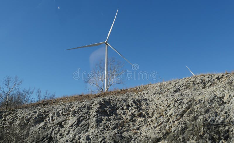 Windmill Visible from the Foot of a Hill Stock Image - Image of ecology ...