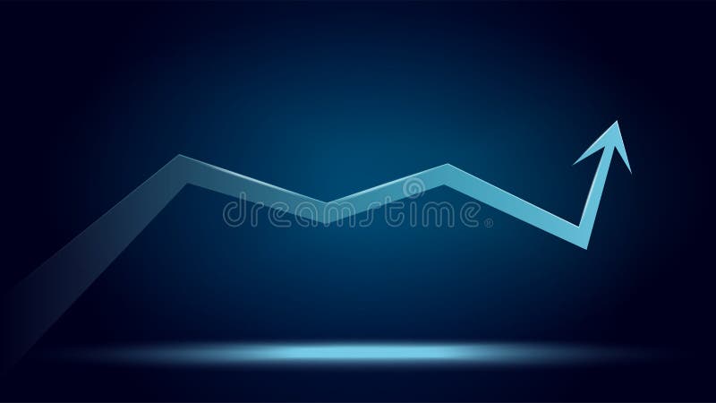 Upward Trend Arrow on Dark Blue Background. Stock Vector - Illustration ...