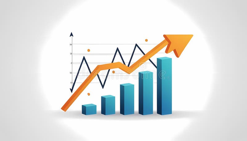 Upward Trend Chart with Rising Arrow and Bar Graph Representing Growth ...