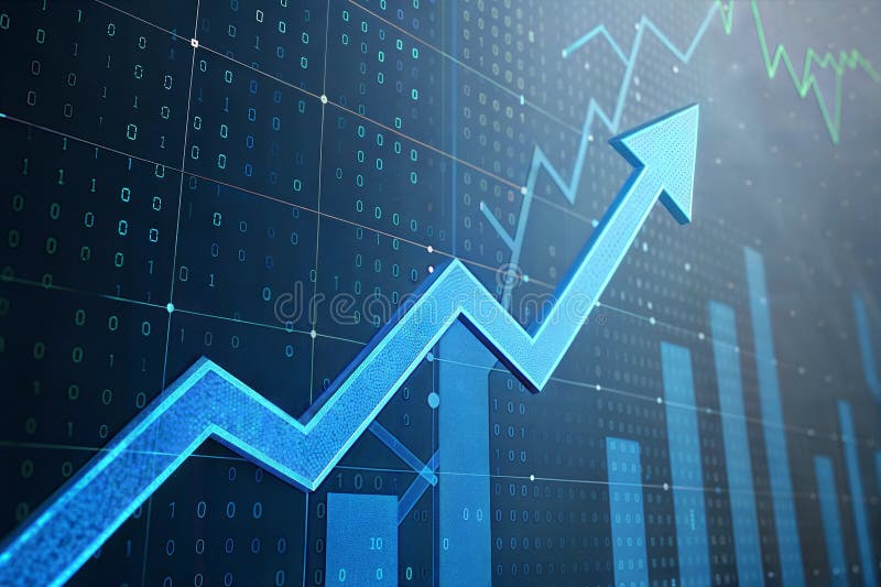 Upward Trend in Digital Data Chart Stock Illustration - Illustration of ...