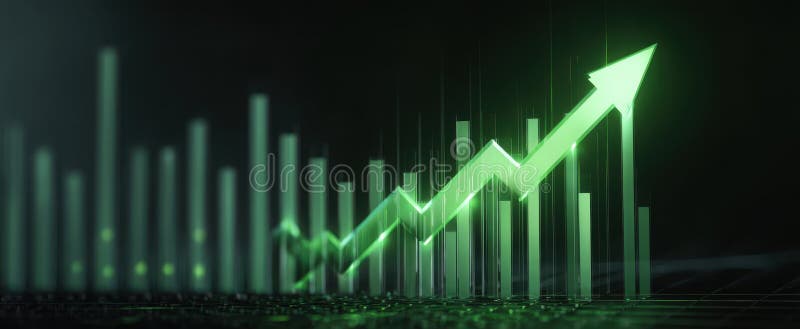 The Upward Trend of Financial Growth Represented by a Green Arrow..AI ...