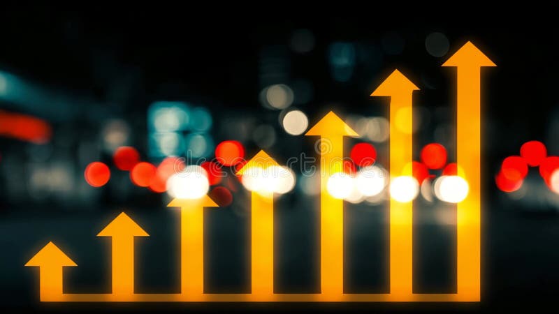 Abstract Upward Trend Graph Illustration with Blurred City Lights in ...