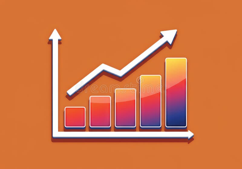Upward Trending Bar Graph Shows Growth and Success Against a Copper ...