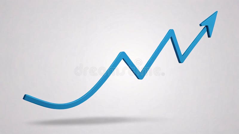 Upward Trending 3D Blue Arrow Graph Stock Illustration - Illustration ...