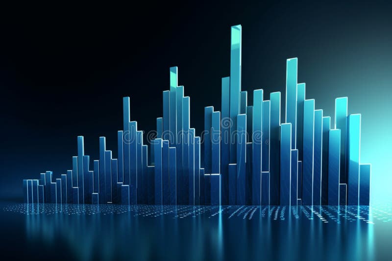 Upward Trending 3D Stock Graph on Blue Background Stock Image - Image ...