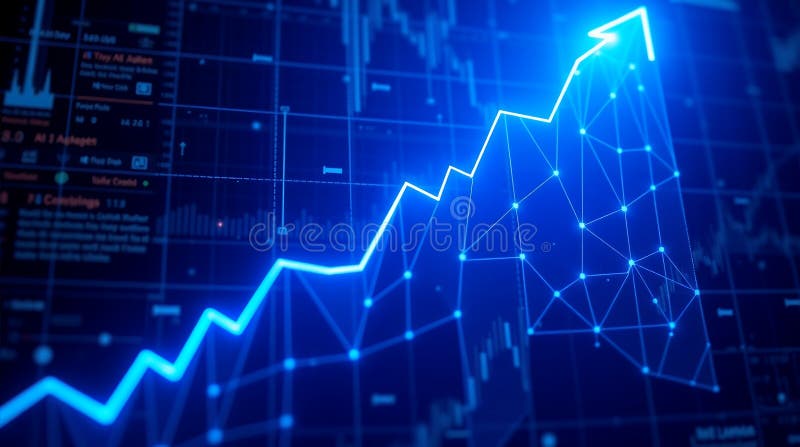 Upward Trending Graph: a Dynamic Blue Data Visualization Stock ...