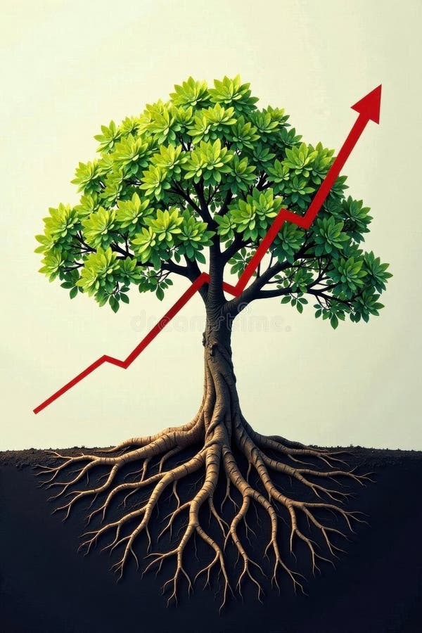 Upward Trending Graph, Roots in Tree, Bank Notes, Symbol, Climb, Chart ...