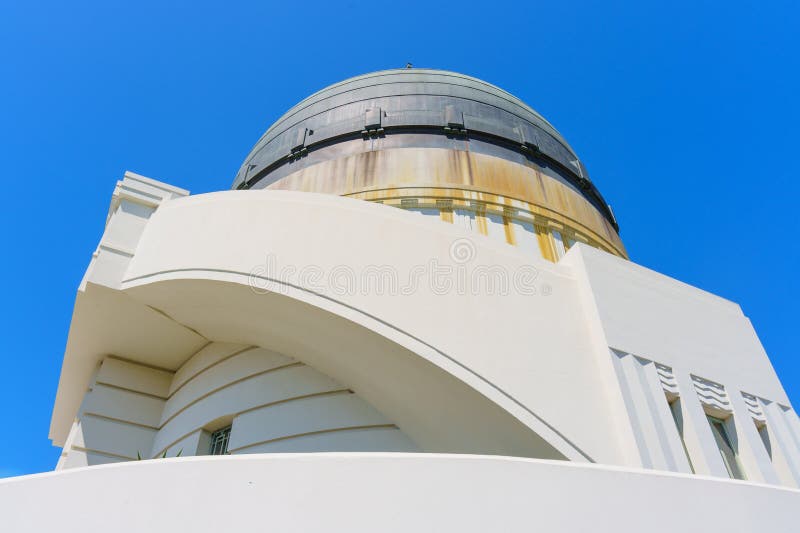 Upward View of Griffith Observatory S Side Dome Stock Photo - Image of ...