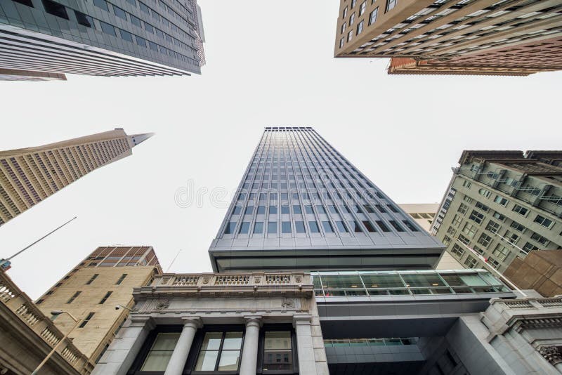 Upward View of San Francisco Downtown Buildings Editorial Stock Photo ...