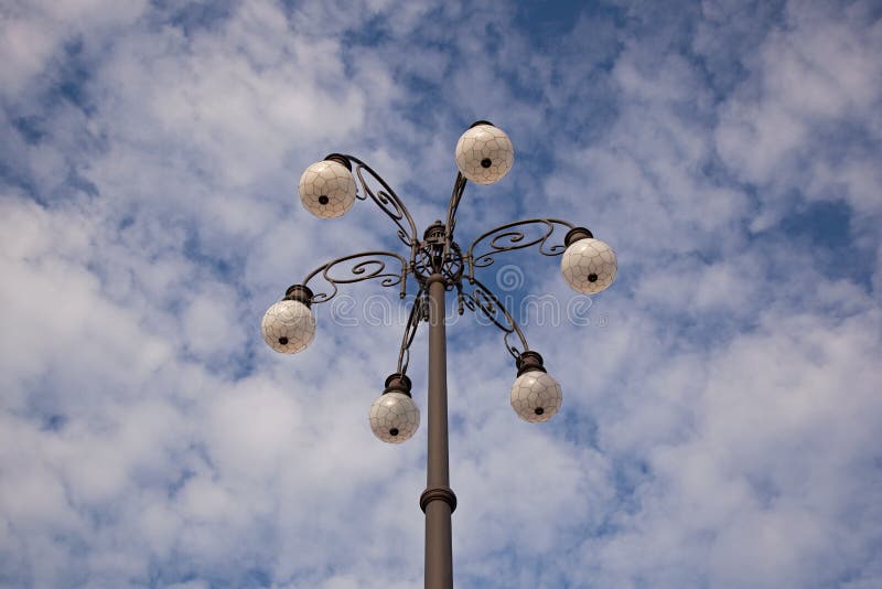 Upward View of Street Light Stock Photo - Image of lamppost, cloudy ...