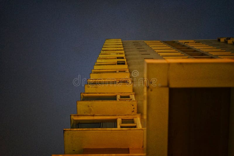 Upward View of Towerblock at Night Stock Photo - Image of facade, house ...
