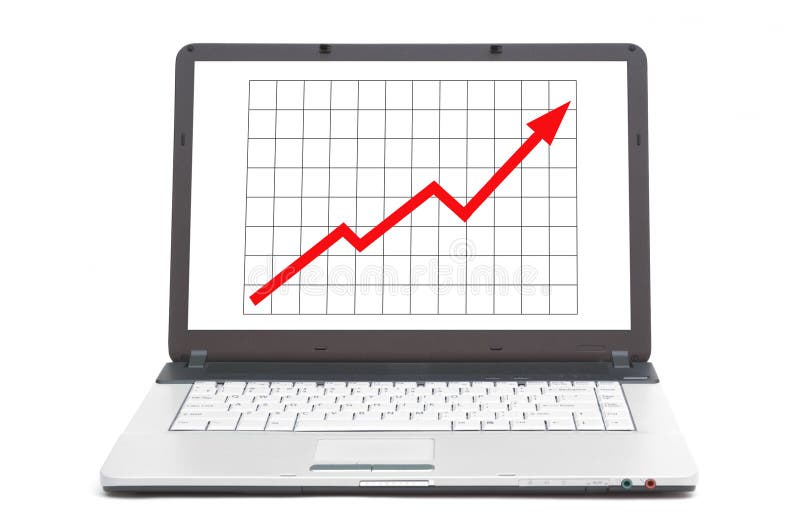 Upwards Going Graph on the Screen of Notebook Stock Image - Image of ...