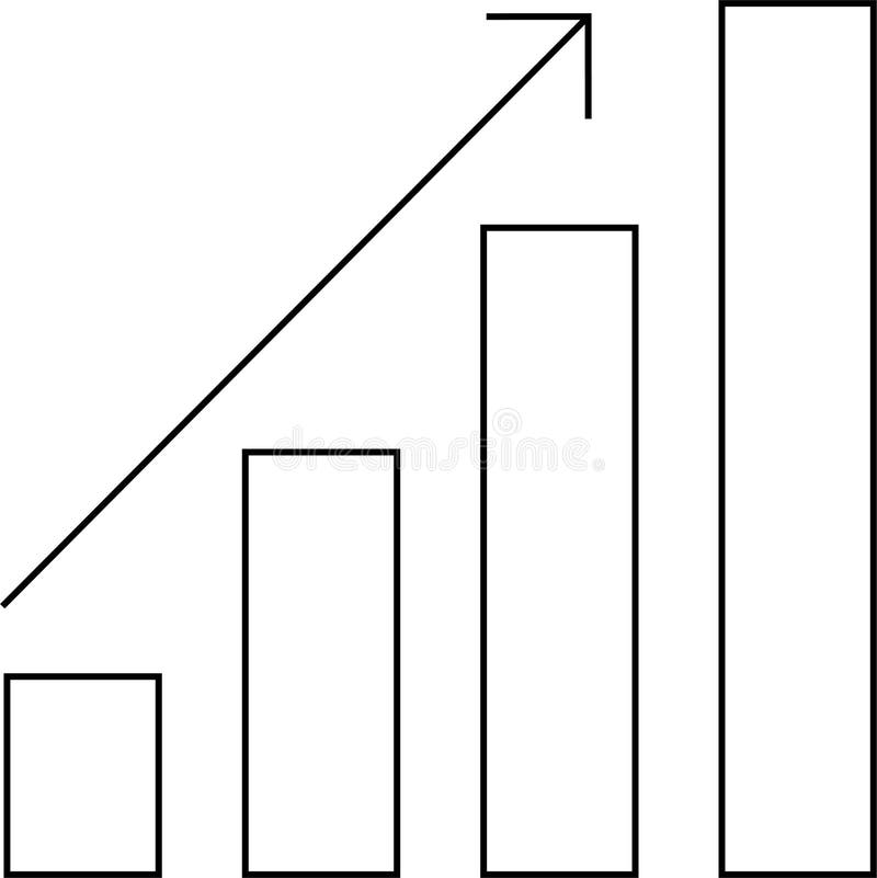 Upwards Graph Flat Thin Line Icon with Editable Strokes Stock Vector ...