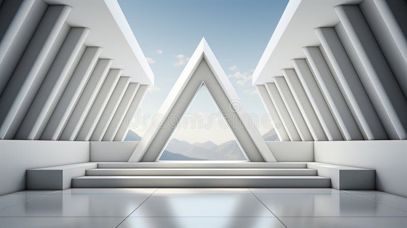Upwards Pointing Triangle Geometry Outdoor Structure with Sky and ...