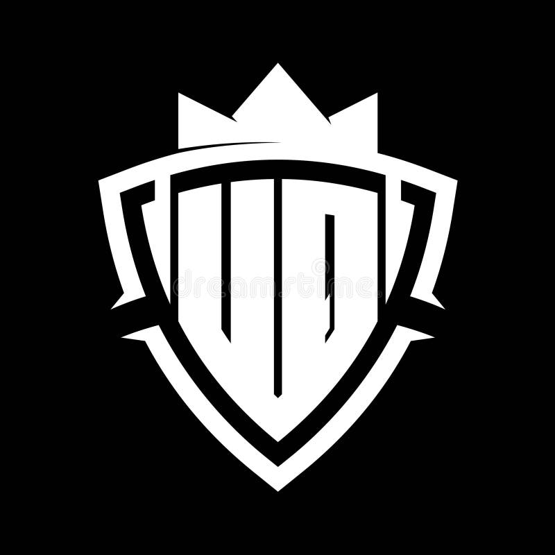 UQ Letter Monogram with Triangle Curve Shield Shape with Crown White ...