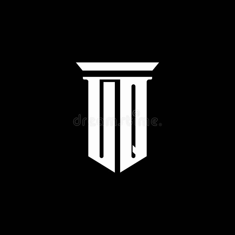 UQ Monogram Logo with Emblem Style Isolated on Black Background Stock ...