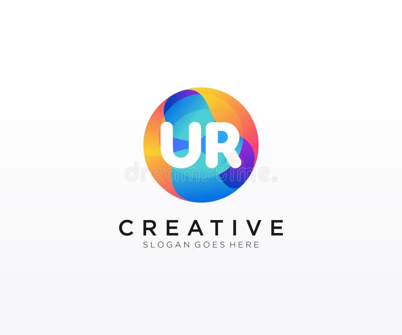 UR Initial Logo with Colorful Circle Template Vector Stock Vector ...