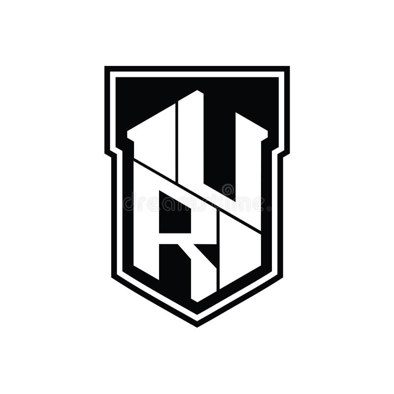 UR Logo Monogram Hexagon Geometric Up and Down Inside Shield Isolated ...