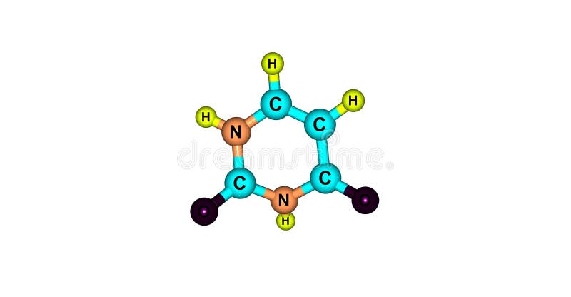Uracil Molecular Structure Isolated on White Stock Illustration ...