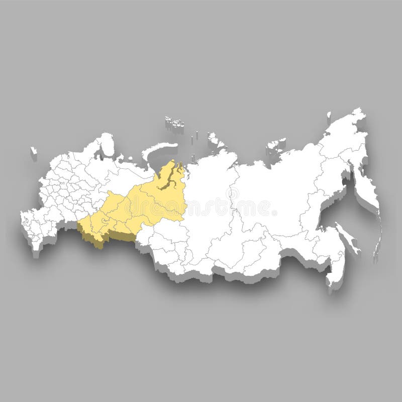 Ural Region Location within Russia Map Stock Vector - Illustration of ...