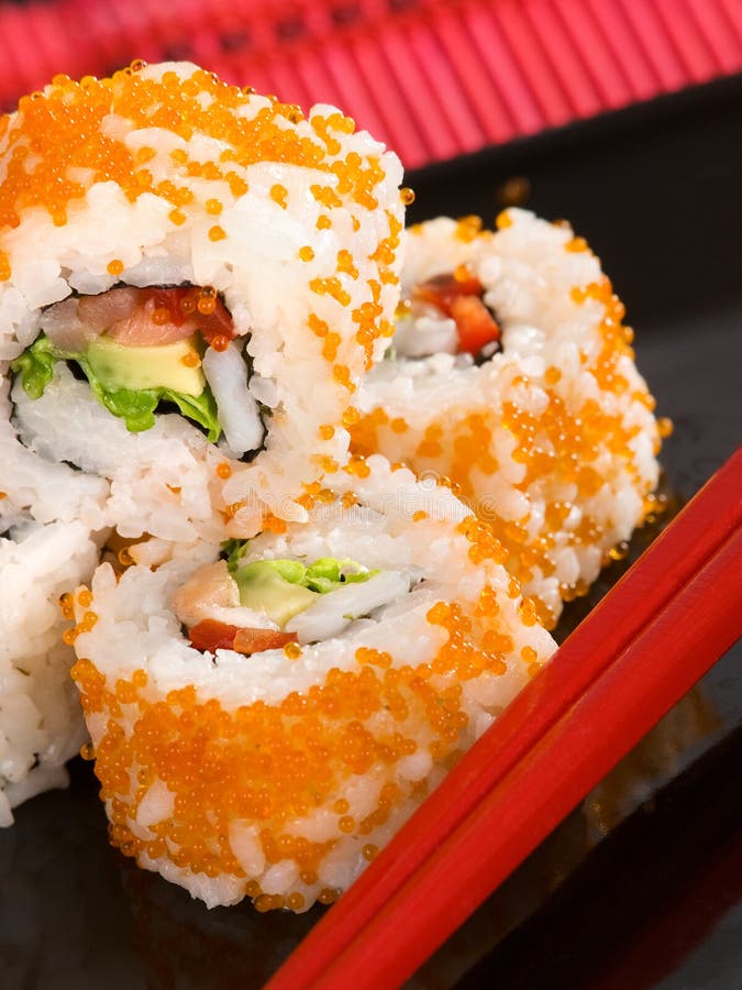 Uramaki sushi stock image. Image of japanese, vibrant - 58480459