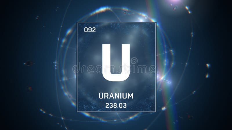 Uranium As Element 92 of the Periodic Table 3D Illustration on Silver ...