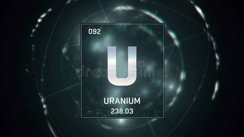Uranium As Element 92 of the Periodic Table 3D Illustration on Silver ...