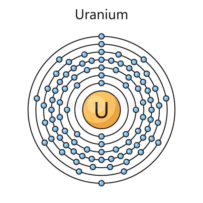 Uranium Atom Model Physics Raster Illustration Stock Illustration ...