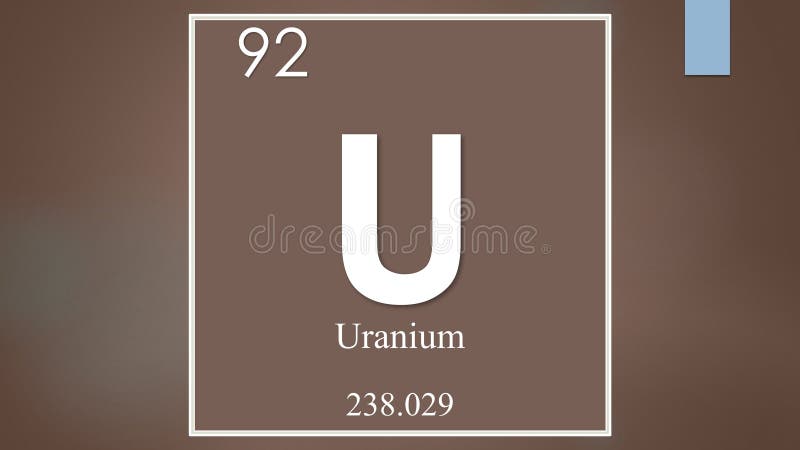 Uranium Chemical Element Symbol on Brown Simple Background Stock ...