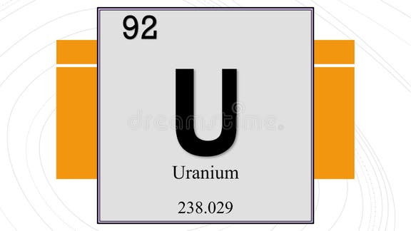 Uranium Chemical Element Symbol on Square Orange Background Stock ...