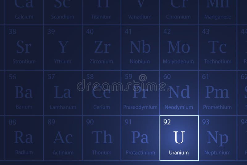 Uranium Element Glowing in a Dark Periodic Table Stock Photo - Image of ...