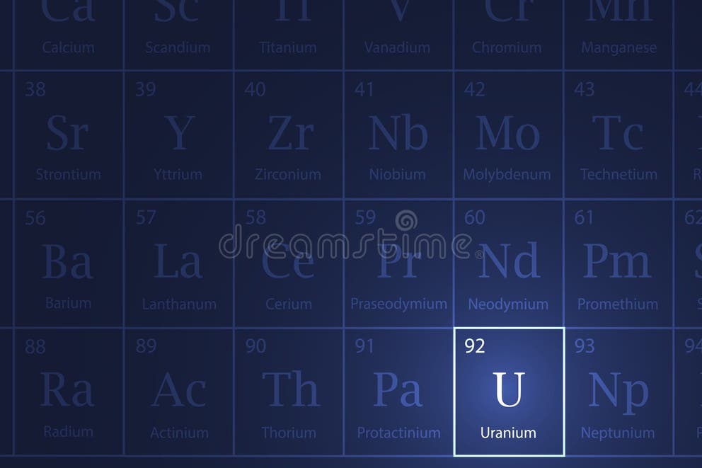 Uranium Element Glowing in a Dark Periodic Table Stock Photo - Image of ...