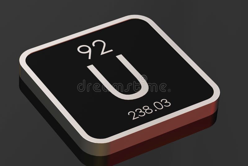 Uranium As Element 92 of the Periodic Table 3D Illustration on Orange ...