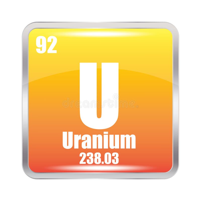 Uranium Icon. U Chemical Element. Atomic Number 92. Mass 238.03. Yellow ...