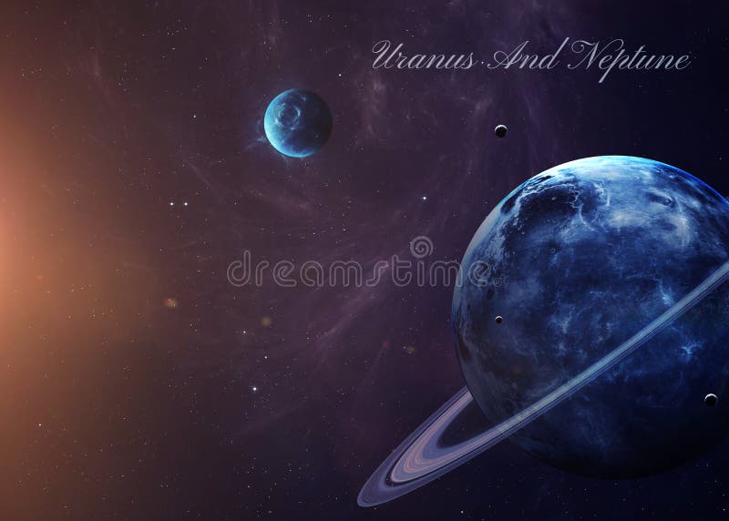 The Uranus With Moons From Space Showing All They Stock Image Image