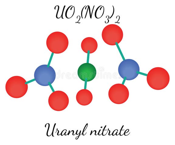 Uranyl Nitrate UO2N2O6 Molecule Stock Vector - Illustration of white ...