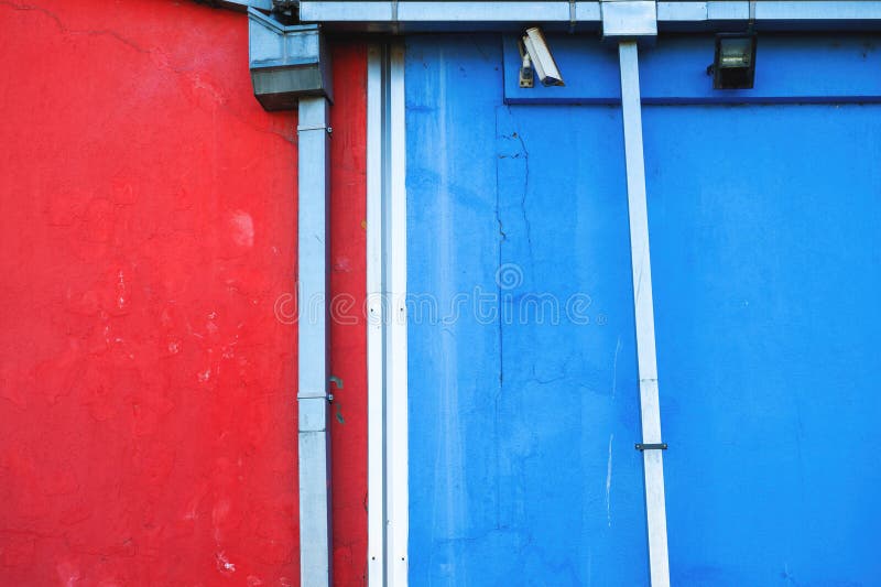 Urban Abstract Background, Red and Blue Wall Texture Stock Photo ...