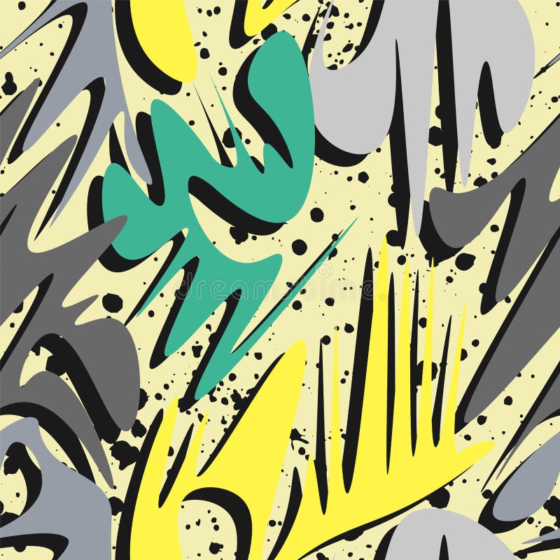 Urban Abstract Seamless Artwork with Wave Hand Drawn Pattern, Geometry ...