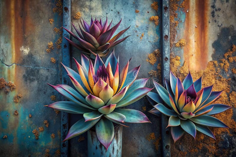 Urban Agave Bloom Grunge Floral Design Elements for Invitations Prints ...